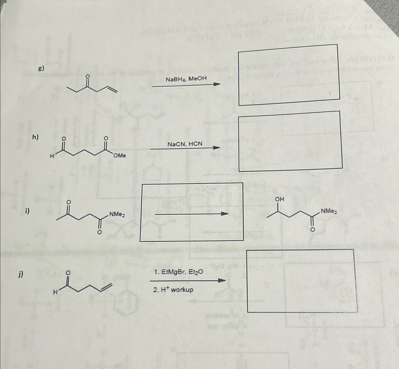 Solved Fill in each box with the starting materials, | Chegg.com