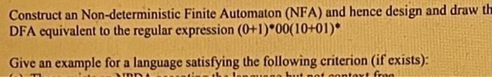 Solved Construct an Non-deterministic Finite Automaton (NFA) | Chegg.com