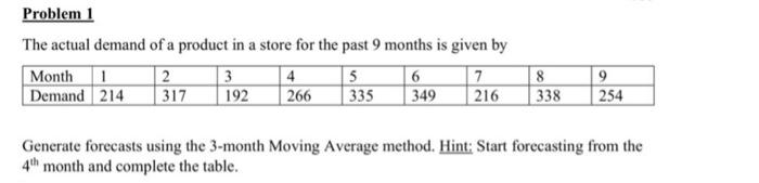 Solved solve and calculate the forecasting from month 1 to | Chegg.com