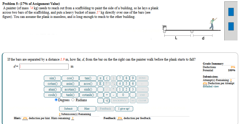 Solved Problem 5: ( \( 17 \% \) ﻿of Assignment Value)A | Chegg.com