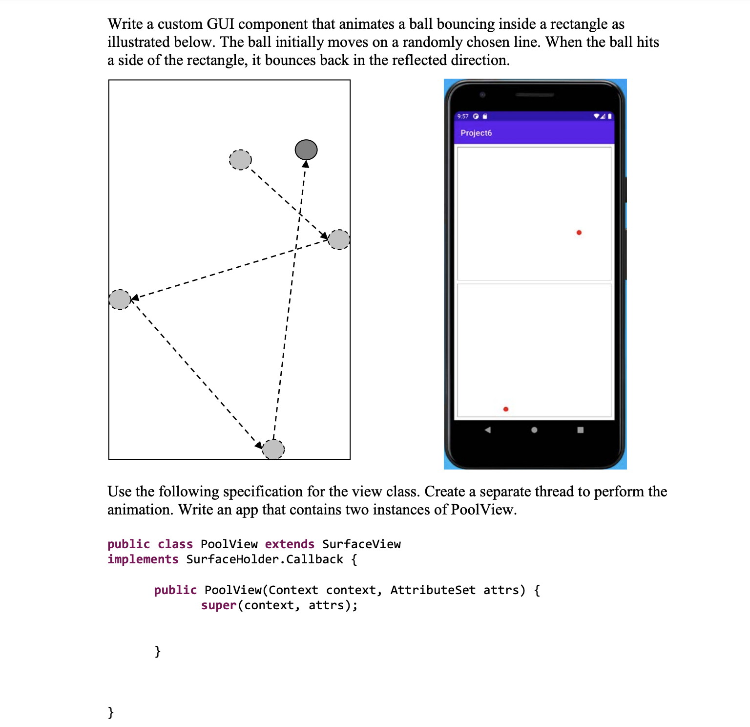Write A Custom Gui Component That Animates A Ball 