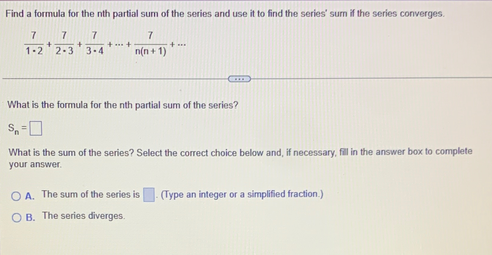 Solved Find a formula for the nth partial sum of the series | Chegg.com