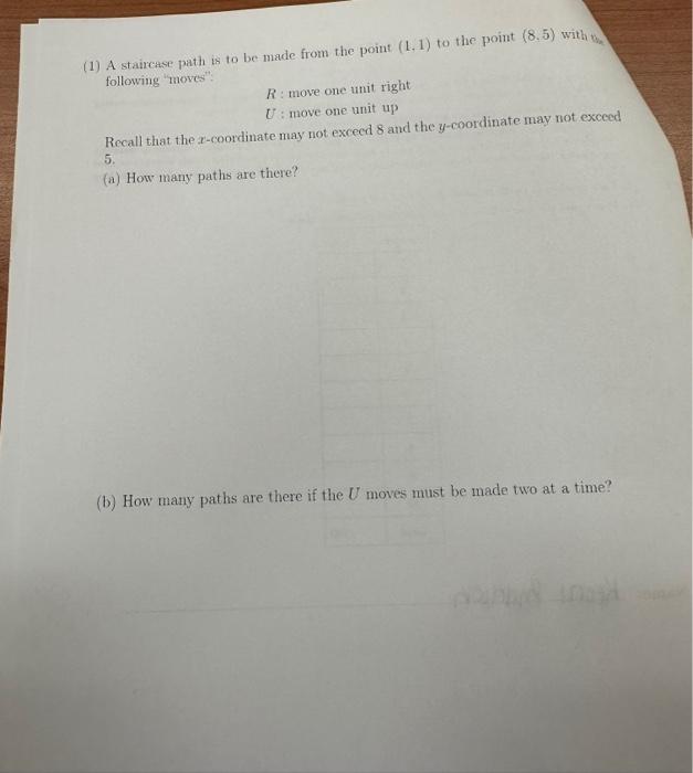 Solved (1) A staircase path is to be made from the point | Chegg.com