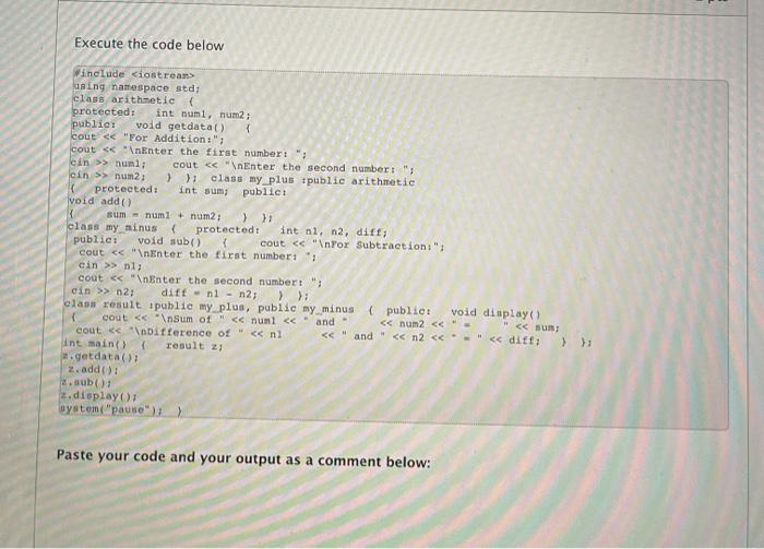 Solved Execute the code below Pinelude daing nathespace | Chegg.com