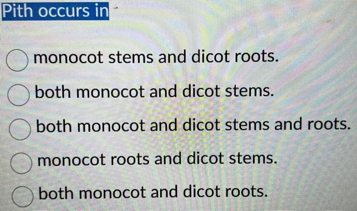 Solved monocot stems and dicot roots. both monocot and dicot | Chegg.com Solved monocot stems and dicot roots. both monocot and dicot | Chegg.com