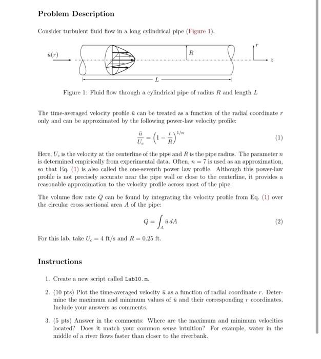 Problem Description Consider turbulent fluid flow in | Chegg.com