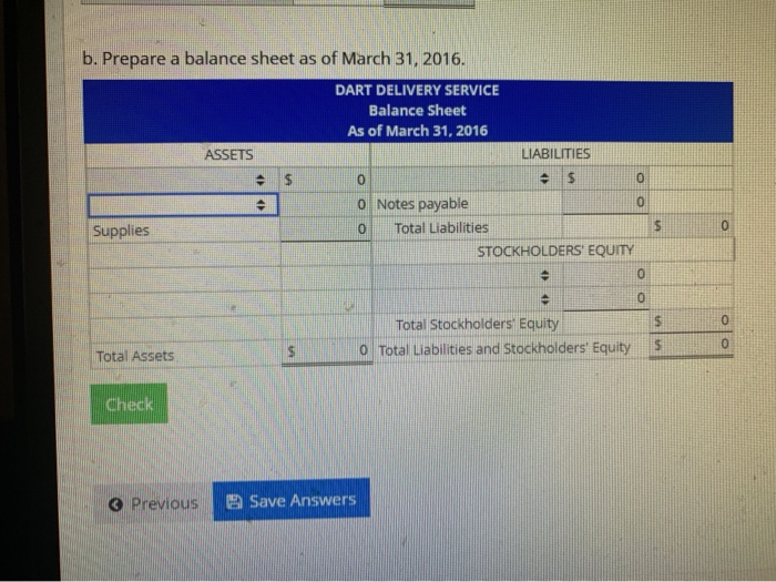 Solved On March 1, 2016, Amy Dart began Dart Delivery | Chegg.com