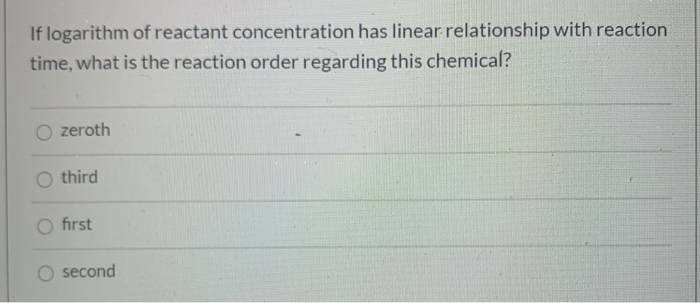 Solved If logarithm of reactant concentration has linear | Chegg.com