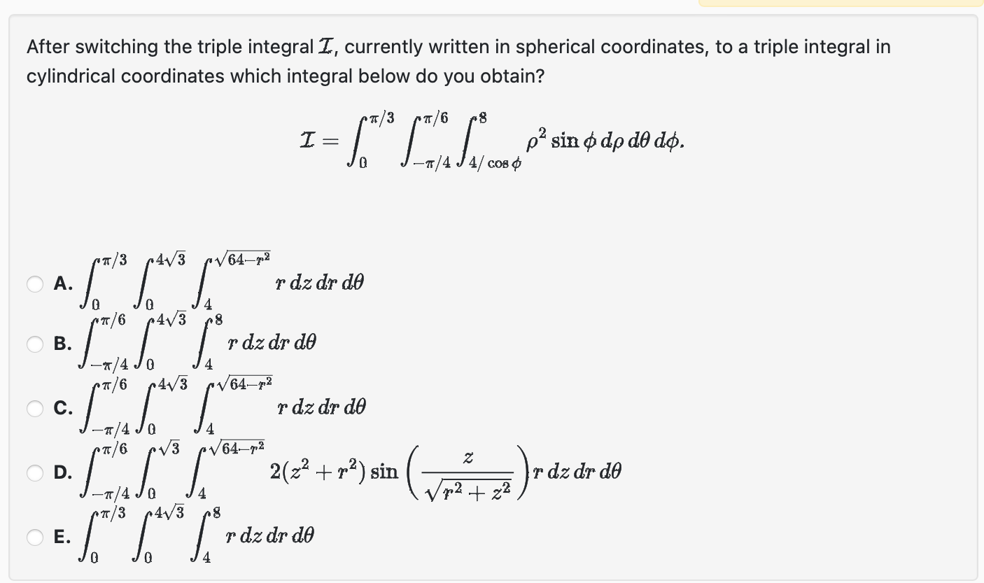 Solved After switching the triple integral I, currently | Chegg.com