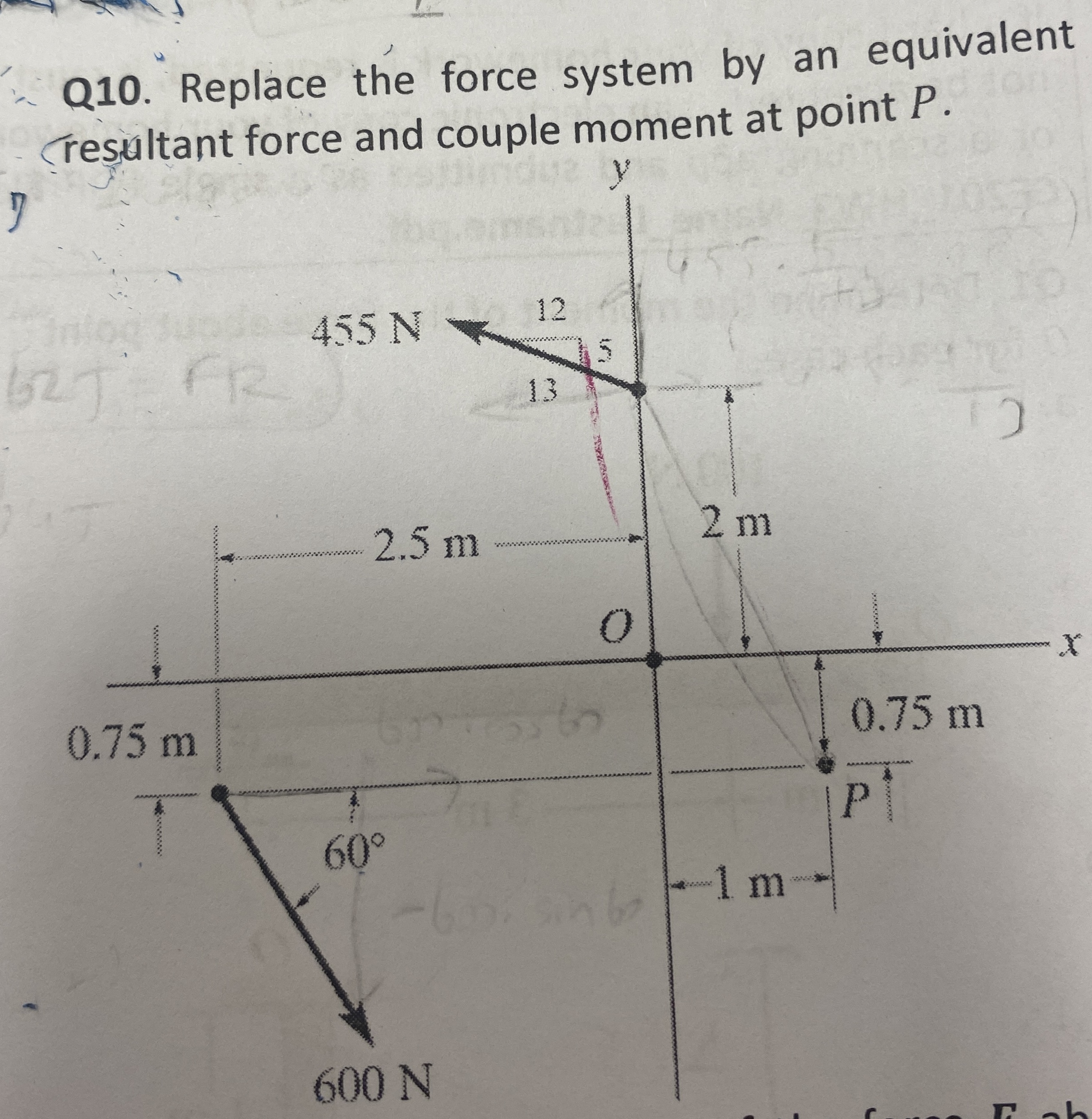 Solved Q10. ﻿Replace the force system by an equivalent | Chegg.com