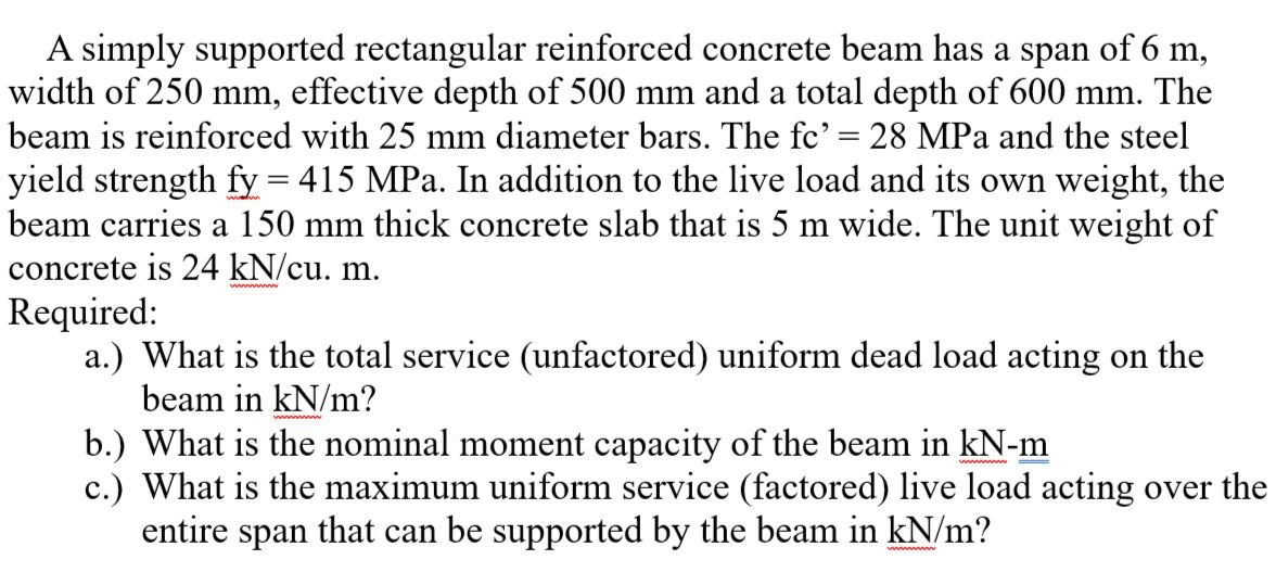 Solved A simply supported rectangular reinforced concrete | Chegg.com