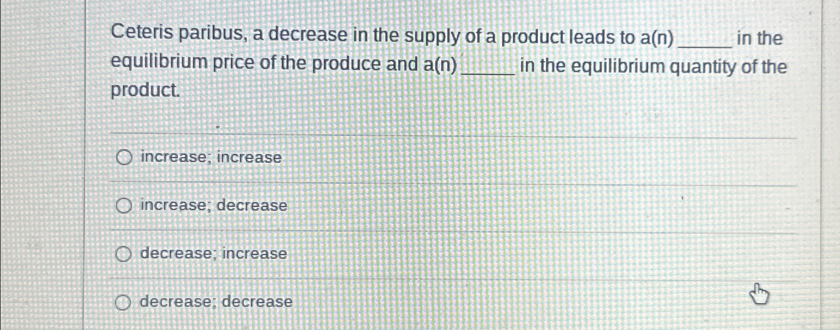 Solved Ceteris paribus, a decrease in the supply of a | Chegg.com