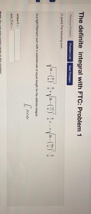 Solved The definite integral with FTC: Problem 1 Previous | Chegg.com