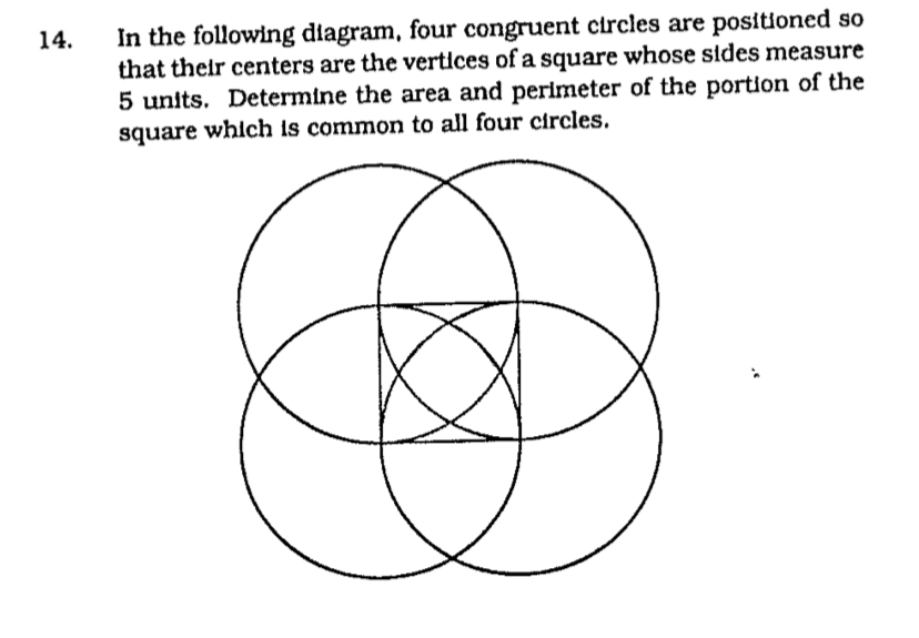 Solved In the following diagram, four congruent ctrcles are | Chegg.com