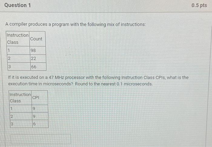 Solved A compiler produces a program with the following mix | Chegg.com