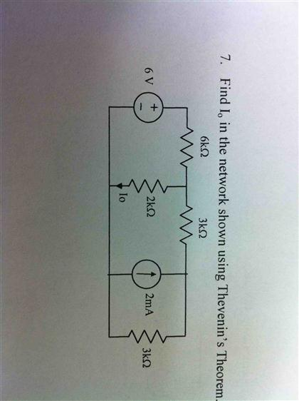 Solved Find I0 in the network shown using Thevenin's | Chegg.com