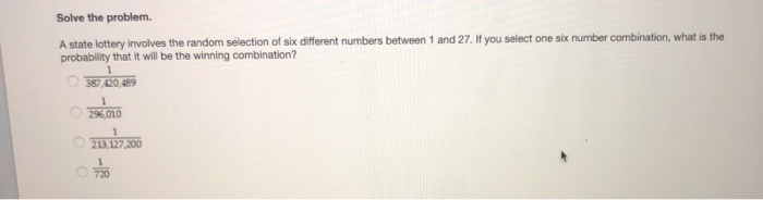 Solved Solve the problem. A state lottery involves the | Chegg.com