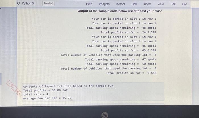 Solved Implement a ParkingLot class with the following | Chegg.com