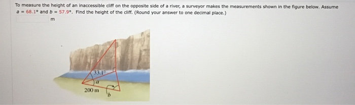 Solved To measure the height of an inaccessible cliff on the | Chegg.com