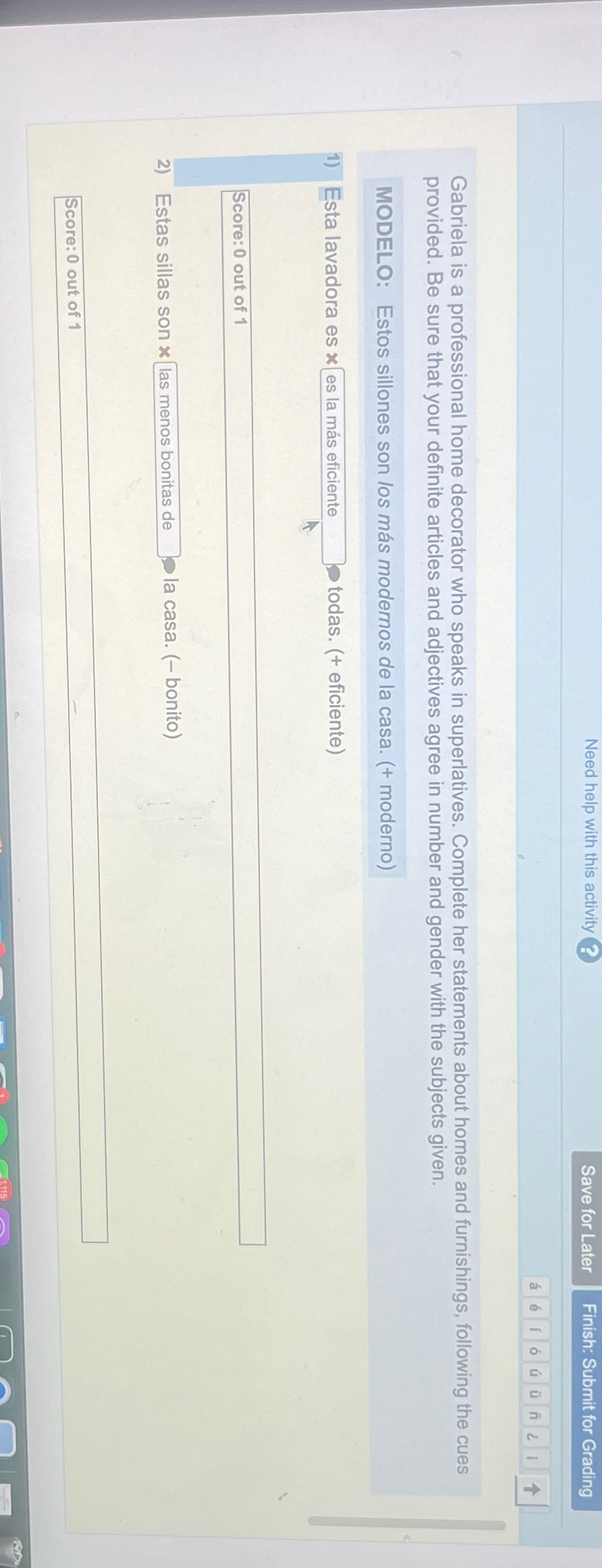 Solved Need help with this activity ?Finish: Submit for | Chegg.com