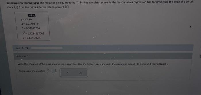 Solved Compute the least-squares regression equation for the | Chegg.com
