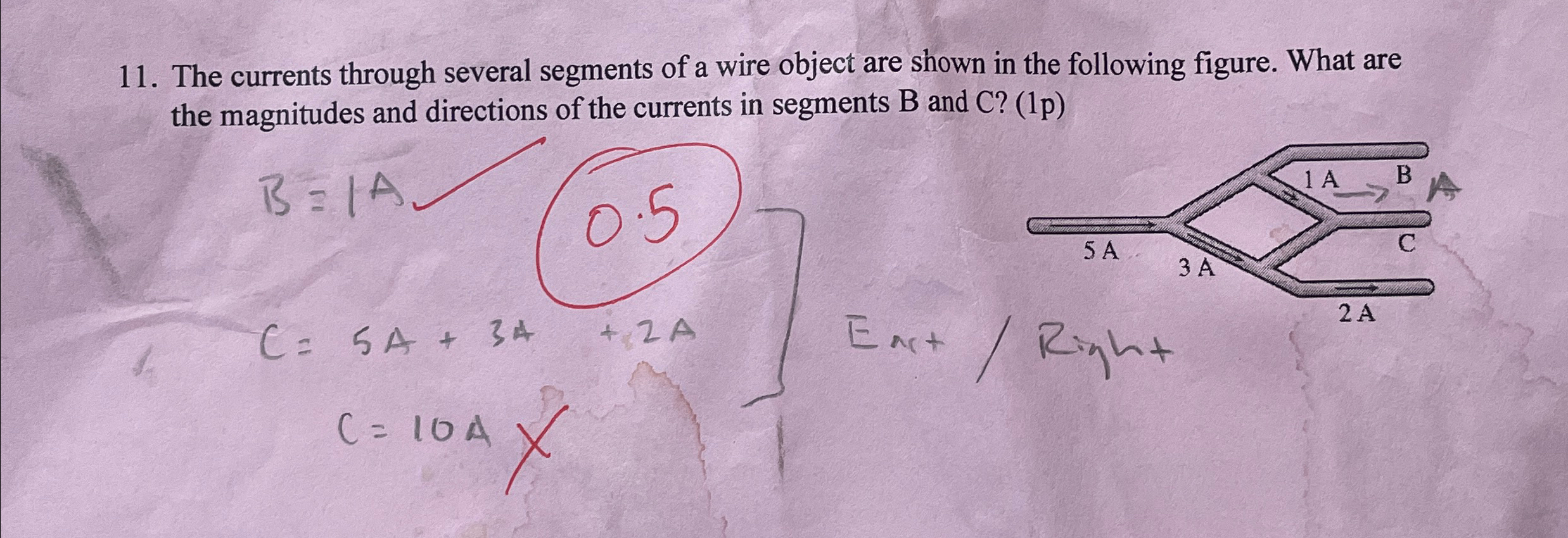 Solved The currents through several segments of a wire | Chegg.com