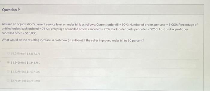 Solved Assume an organization's current service level on | Chegg.com