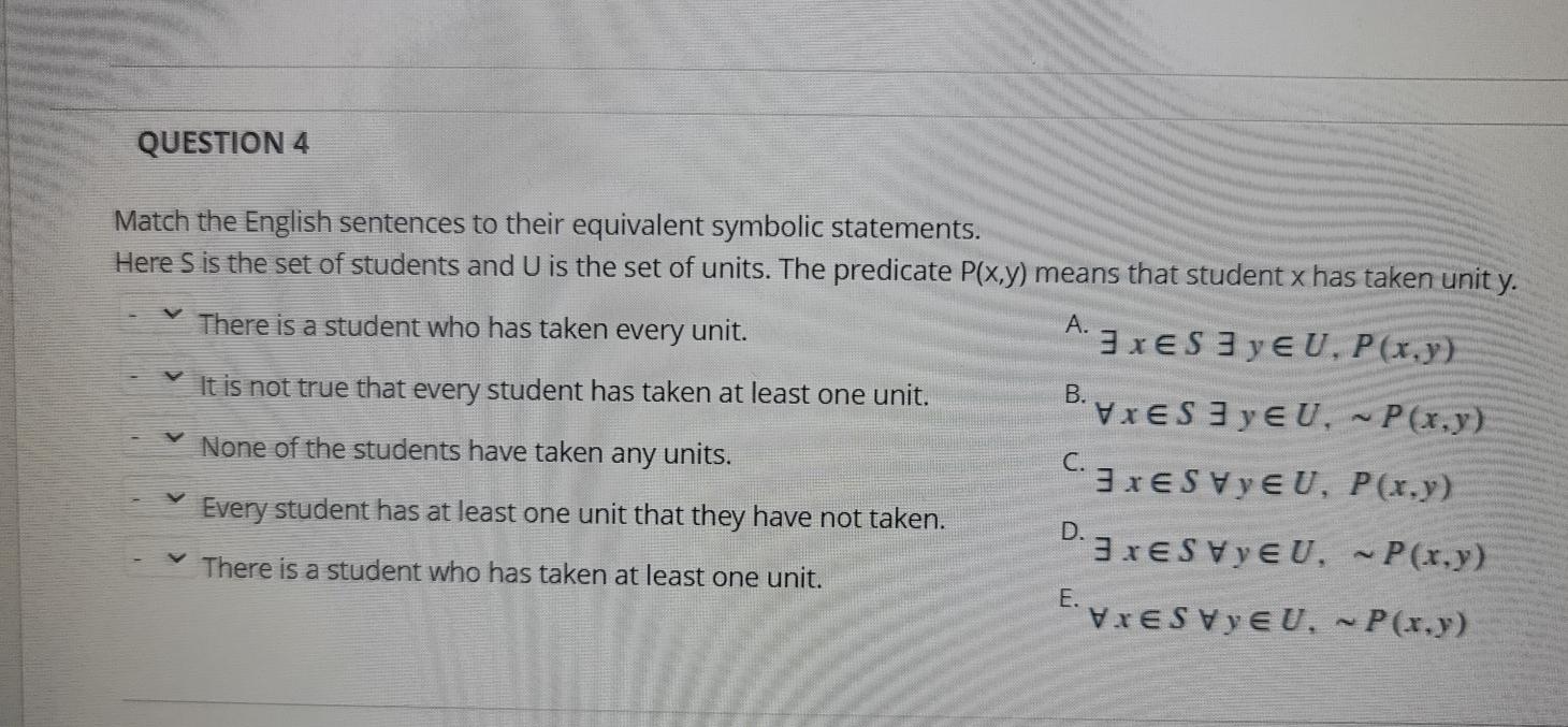 Solved QUESTION 4 Match the English sentences to their | Chegg.com