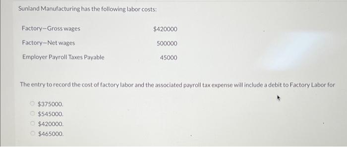 Solved Factory labor costs are accumulated in a control | Chegg.com