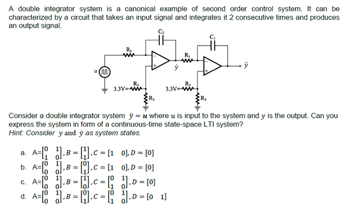Solved Q1.A double integrator system is a canonical example | Chegg.com