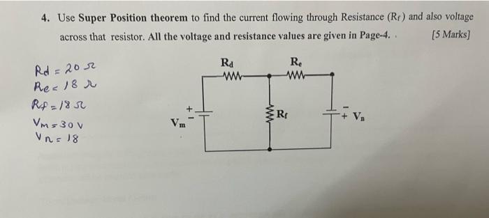 Solved 4. Use Super Position theorem to find the current | Chegg.com
