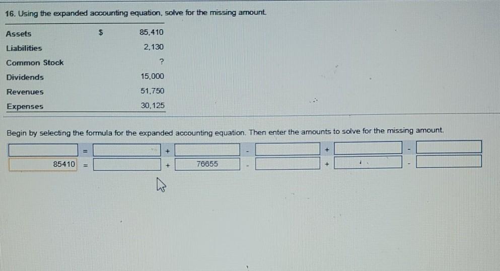 Solved 16. Using the expanded accounting equation, solve for | Chegg.com