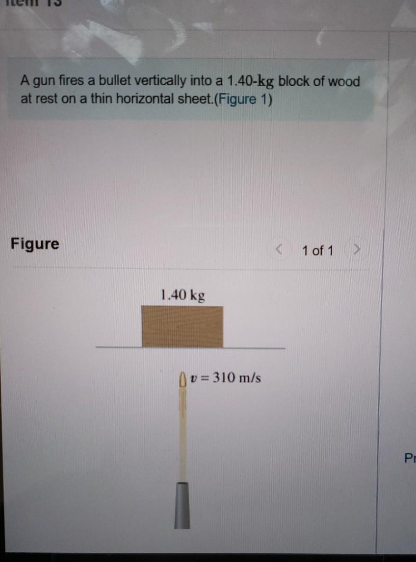 Solved A gun fires a bullet vertically into a 1.40-kg block | Chegg.com