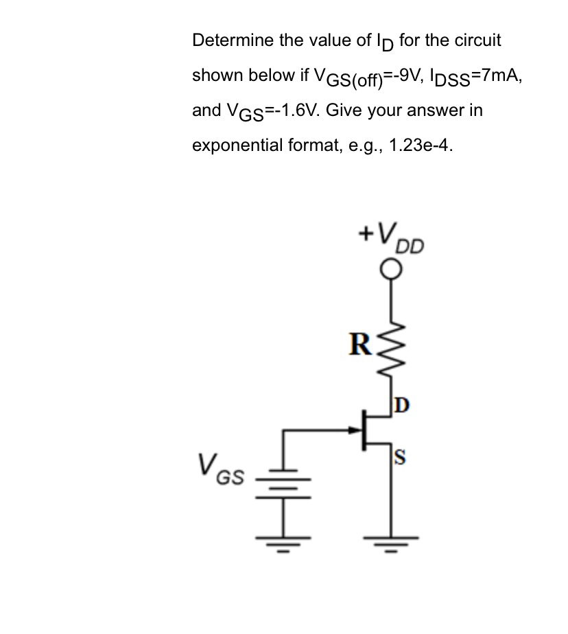Solved Determine the value of ID ﻿for the circuit shown | Chegg.com