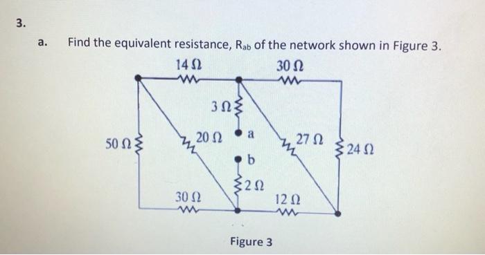 Solved 3. a. Find the equivalent resistance, Rab of the | Chegg.com