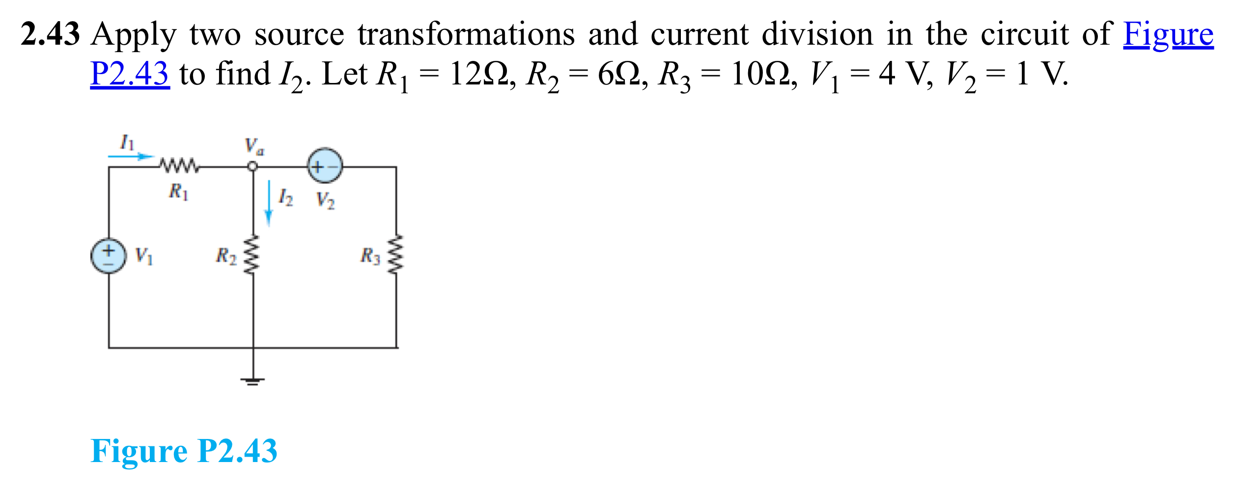 2.43 ﻿Apply two source transformations and current | Chegg.com
