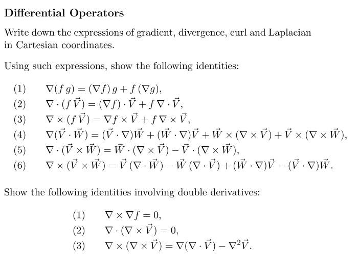 Solved Differential Operators Write down the expressions of | Chegg.com