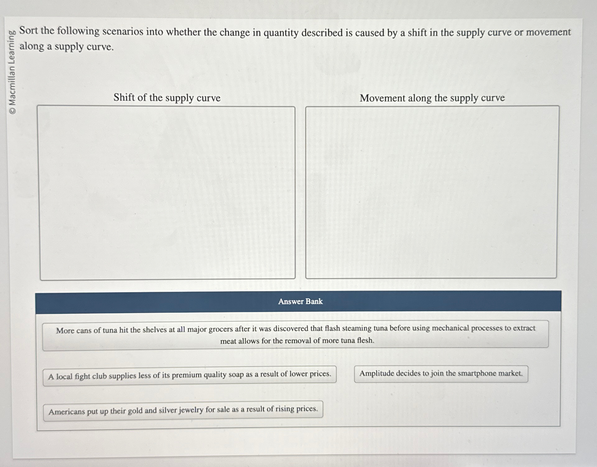 Solved ?60 ﻿Sort the following scenarios into whether the | Chegg.com