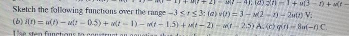Solved Sketch the following functions over the range | Chegg.com