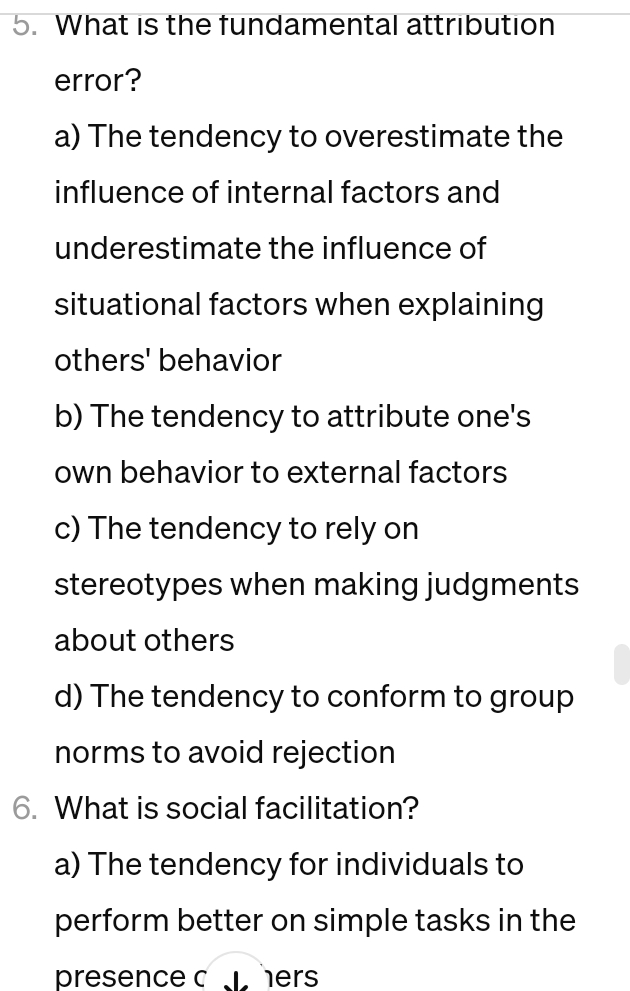 Solved What is the fundamental attribution error?a) ﻿The | Chegg.com