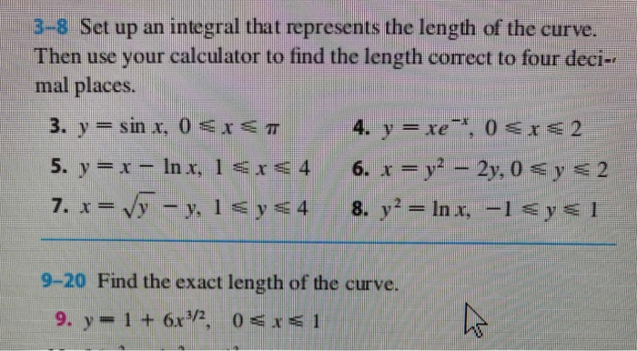 Solved 3-8 Set up an integral that represents the length of | Chegg.com