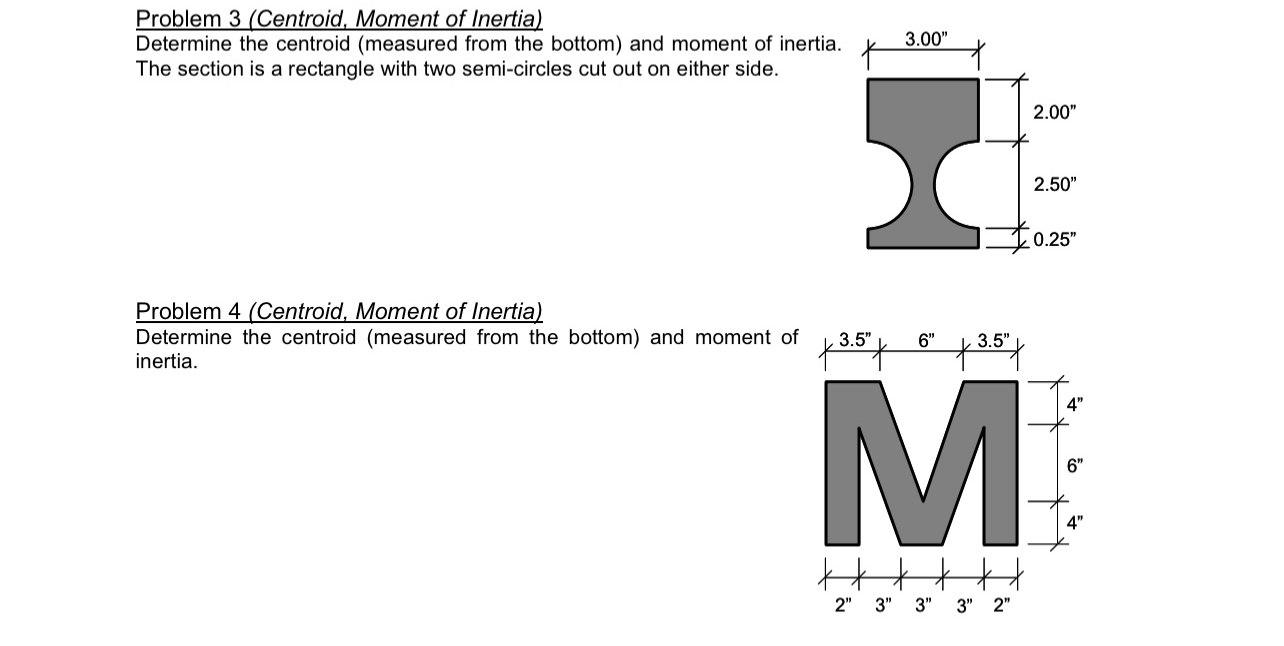 Solved Problem 3 (Centroid, ﻿Moment of Inertia)Determine the | Chegg.com