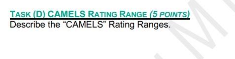 Solved TASK (D) CAMELS RATING RANGE (5 POINTS) Describe the | Chegg.com