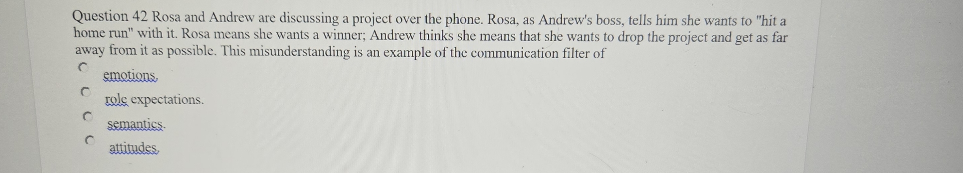 Solved Question 42 ﻿Rosa and Andrew are discussing a project | Chegg.com