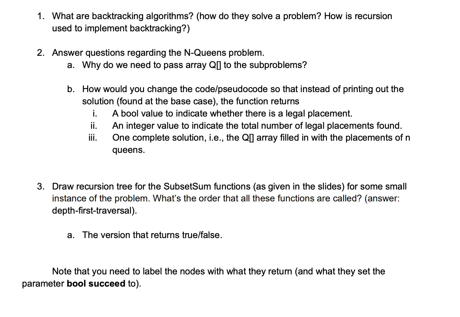 Solved What are backtracking algorithms? (how do ﻿they solve | Chegg.com