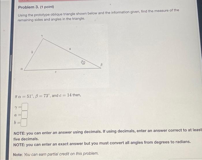 Solved Using the prototype oblique triangle shown below and | Chegg.com