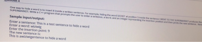 Solved One way to hide a word is to insert it inside a | Chegg.com
