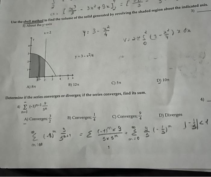 Solved Use the shell method to find the volume of the solid | Chegg.com