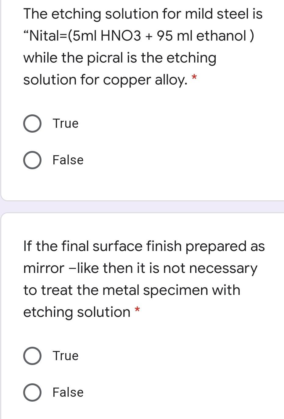 Solved The etching solution for mild steel is "Nital=(5ml | Chegg.com