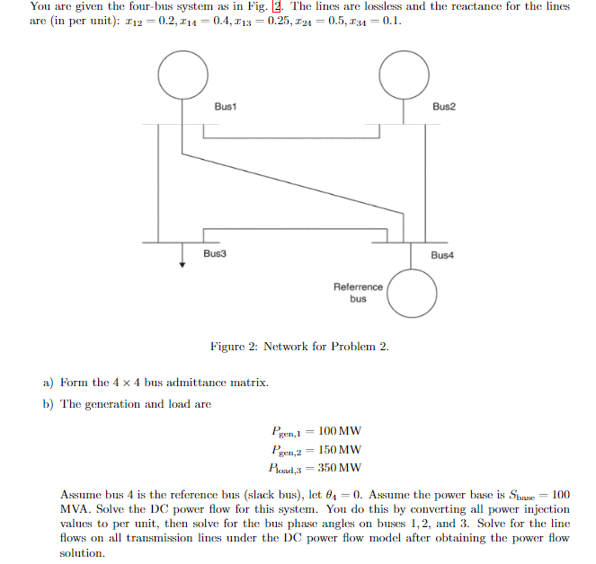 Solved Given the following three bus system as shown in Fig | Chegg.com